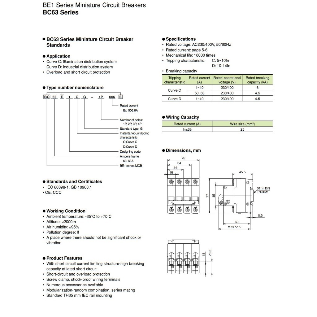 BC63E1CG-2P010E FUJI Electric MCB Miniature Circuit Breaker เซอร์กิต ...
